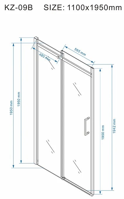 BPS-koupelny Posuvné sprchové dveře HYD-PD09B 110 chrom/transparent pro instalaci do niky - bez vaničky