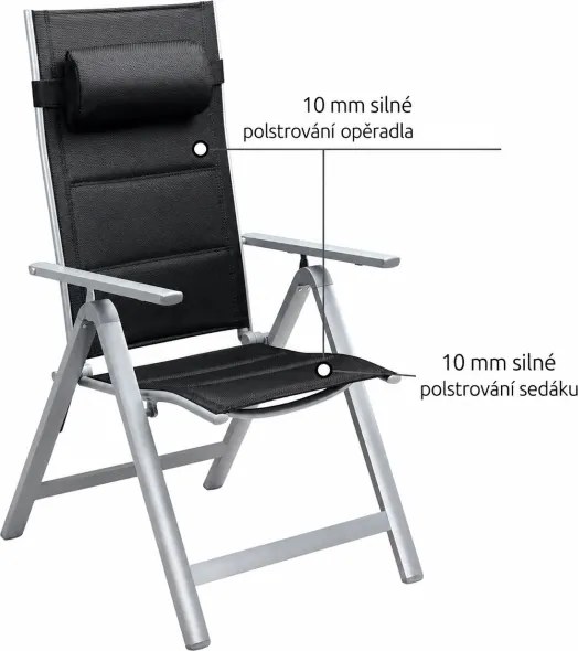 Zahradní polohovatelná židle Altessa Premium 2 ks - stříbrná