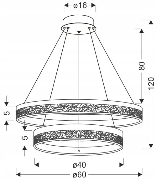 LED Lustr na lanku FROZI LED/38W/230V pr. 60 cm černá