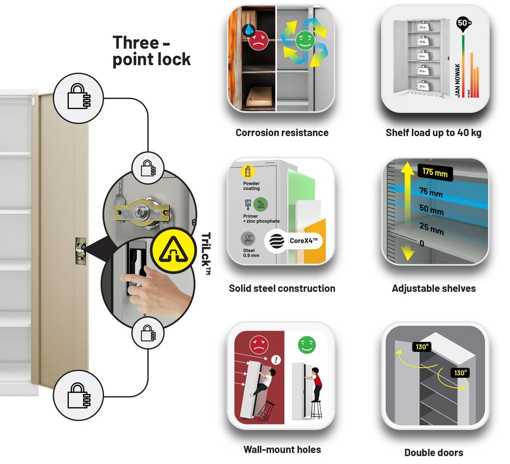 Skříň na dokumenty bílá/zlatý dub: Eco Design JAN H