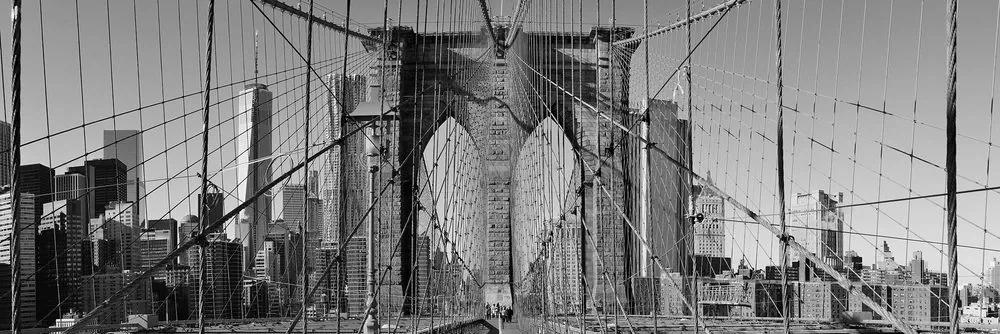 Obraz most Manhattan v New Yorku v černobílém provedení Varianta: 120x40