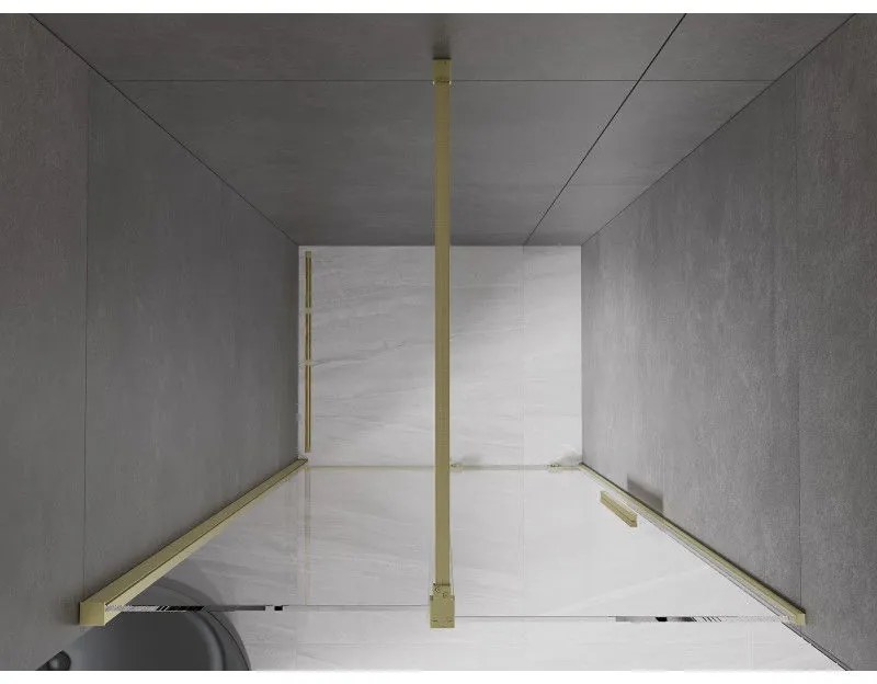 Mexen Velar, posuvné dveře do otvoru 90x200 cm, 8mm čiré sklo, zlatá matná, 871-090-000-01-55