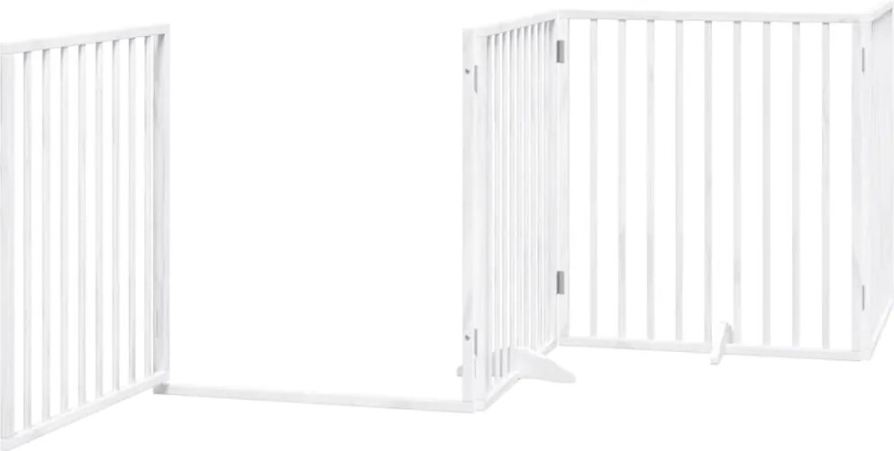 Zábrana pro psy s dvířky skládací 8 panelů bílá 640 cm topol 3155566