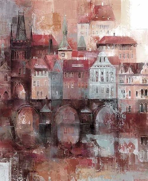 Obraz Staré Město pražské Red Velikost (šířka x výška): 50x20 cm