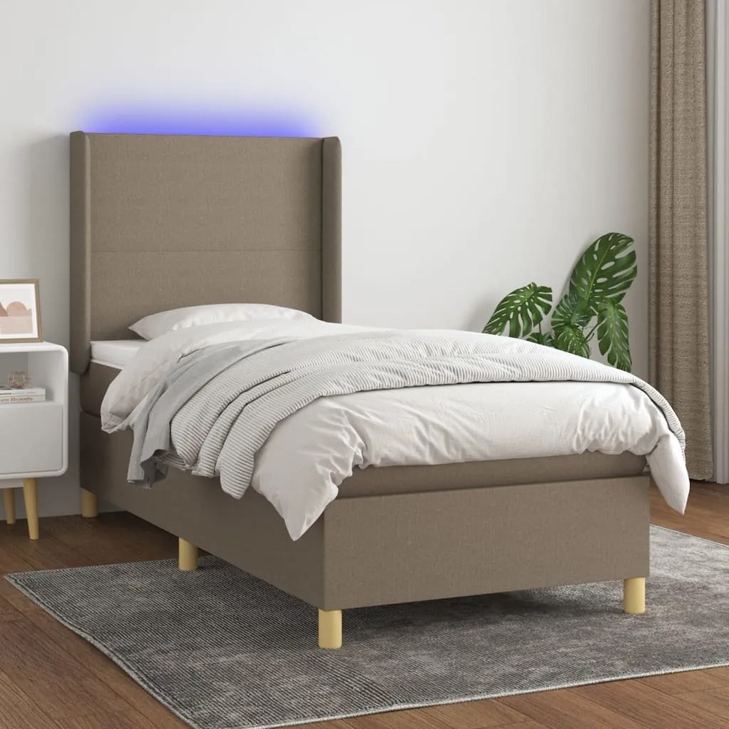 vidaXL Box spring postel s matrací a LED 100x200 cm textil [3138698] Barva: Černá