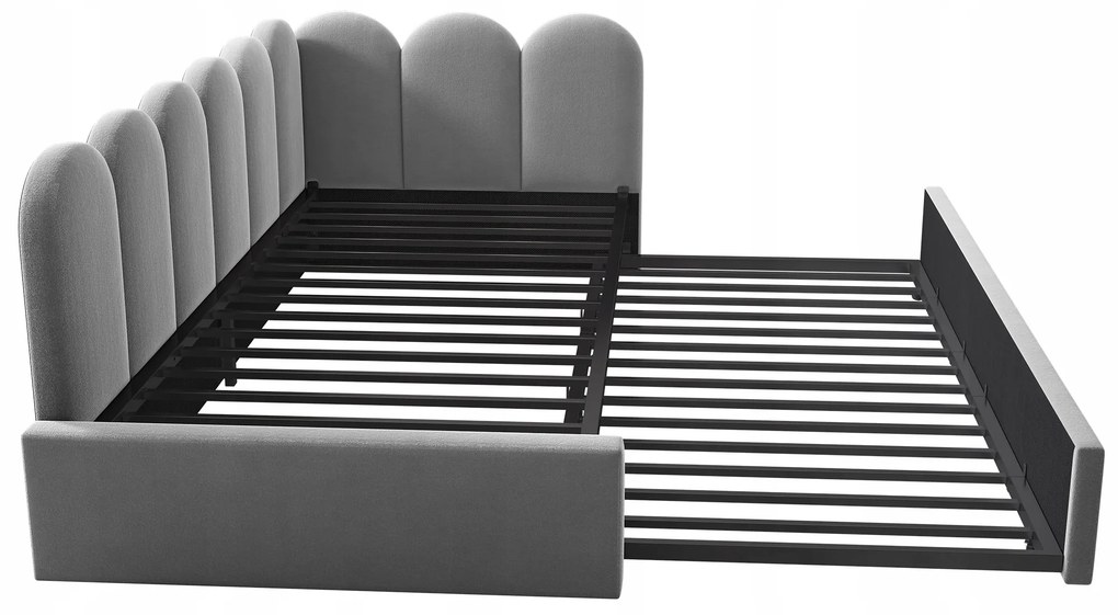 Arhatreya Čalouněná postel Sofa dětským lůžkem 90x200 cm s výsuvným lůžkem šedá