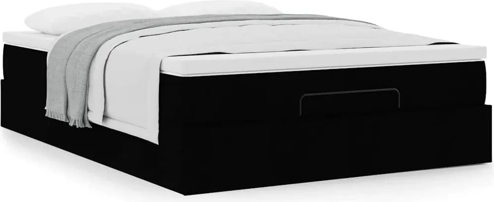 Osmanský rám postele s matrací černá 140x190cm umělá kůže 3311036