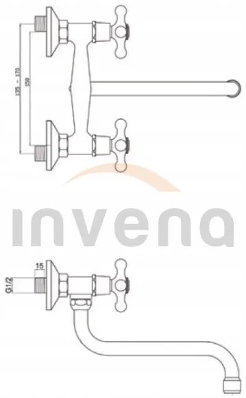 Invena Roma, umyvadlová-dřezová baterie s prodlouženou výlevkou 200mm v typu S, chromová, INV-BC-21-00S-L