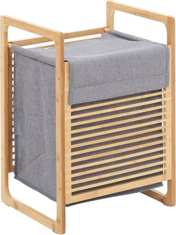 Koš na prádlo s omyvatelnou taškou, bambus / polyester, 40 x 35 x 60,5 cm 850-151