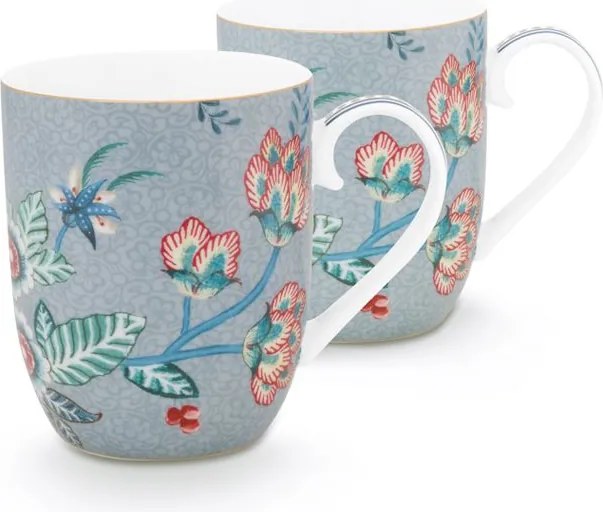 Pip Studio Flower Festival sada 2 hrnečků 180ml, modrá (hrnečky v dárkové krabičce)