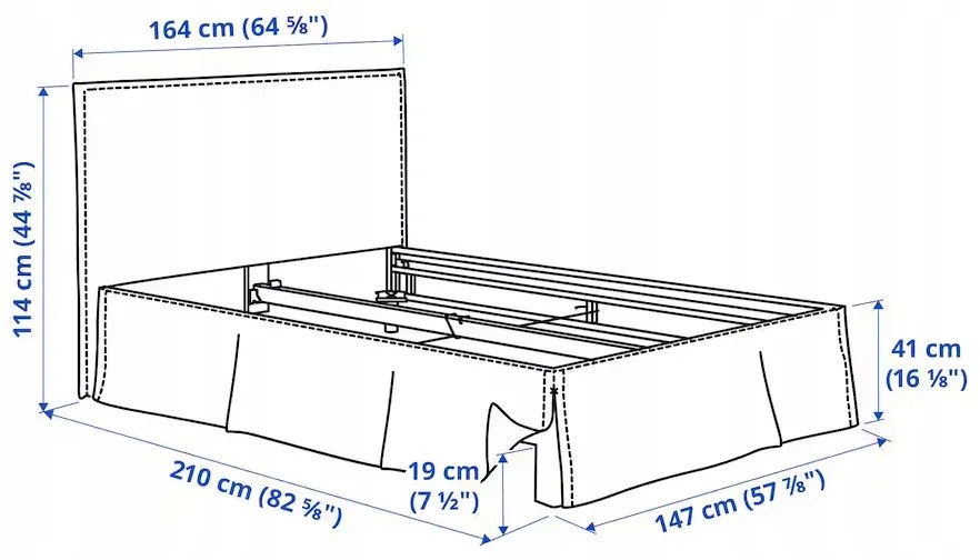 IKEA TARNKULLEN Čalouněný rám postele, Vissle béžová/Luroy, 140 x 200 cm