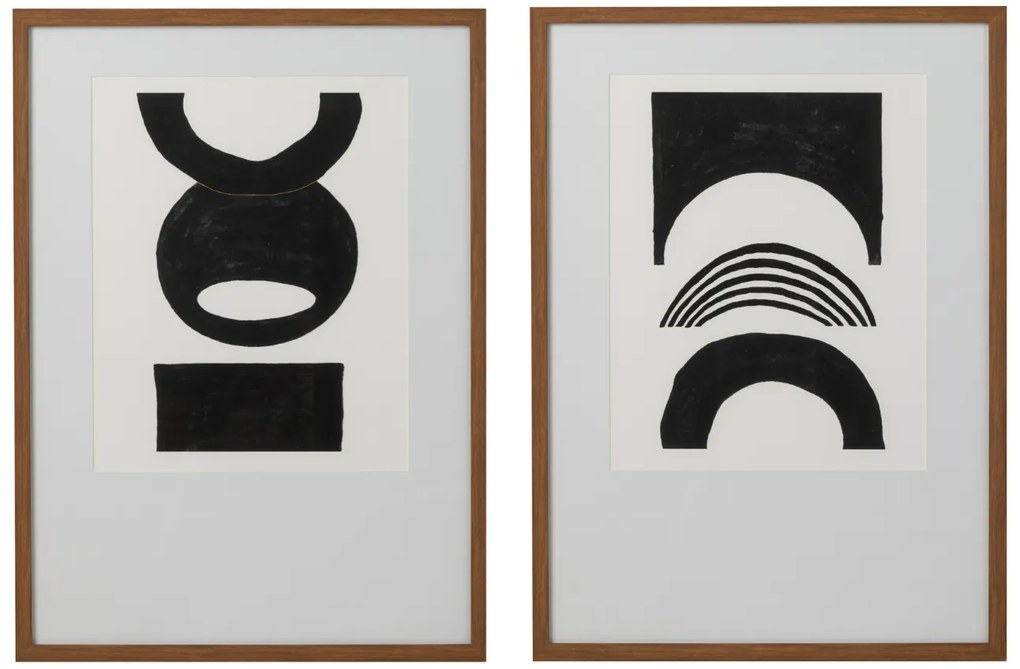 OnaDnes -20% Set dvou černobílých abstraktních obrazů J-line Buto 73 x 53 cm