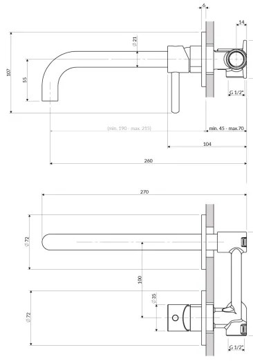 OMNIRES Y1215HLBL - Umyvadlová baterie pro podomítkovou instalaci Y černá
