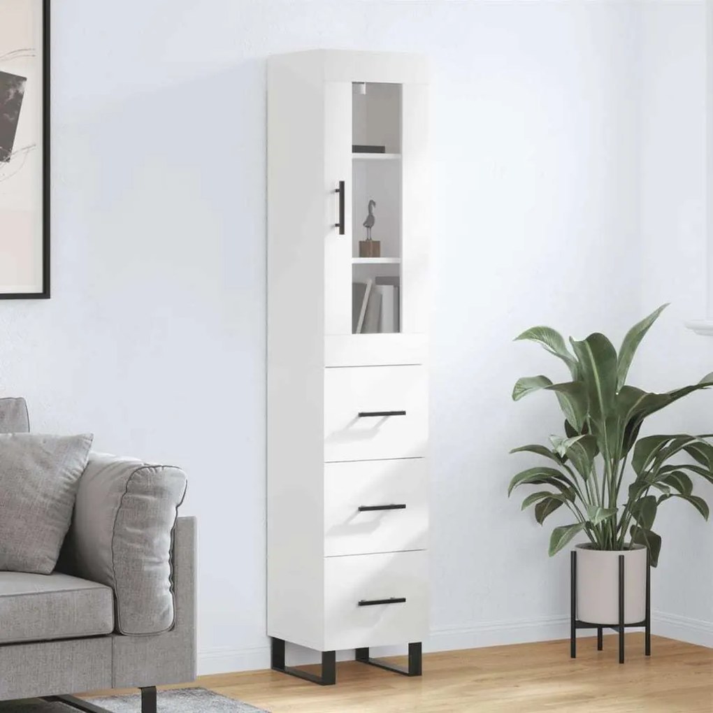 vidaXL Skříň highboard 34,5x34x180 cm kompozit [3199258] Barva: bílá s vysokým leskem