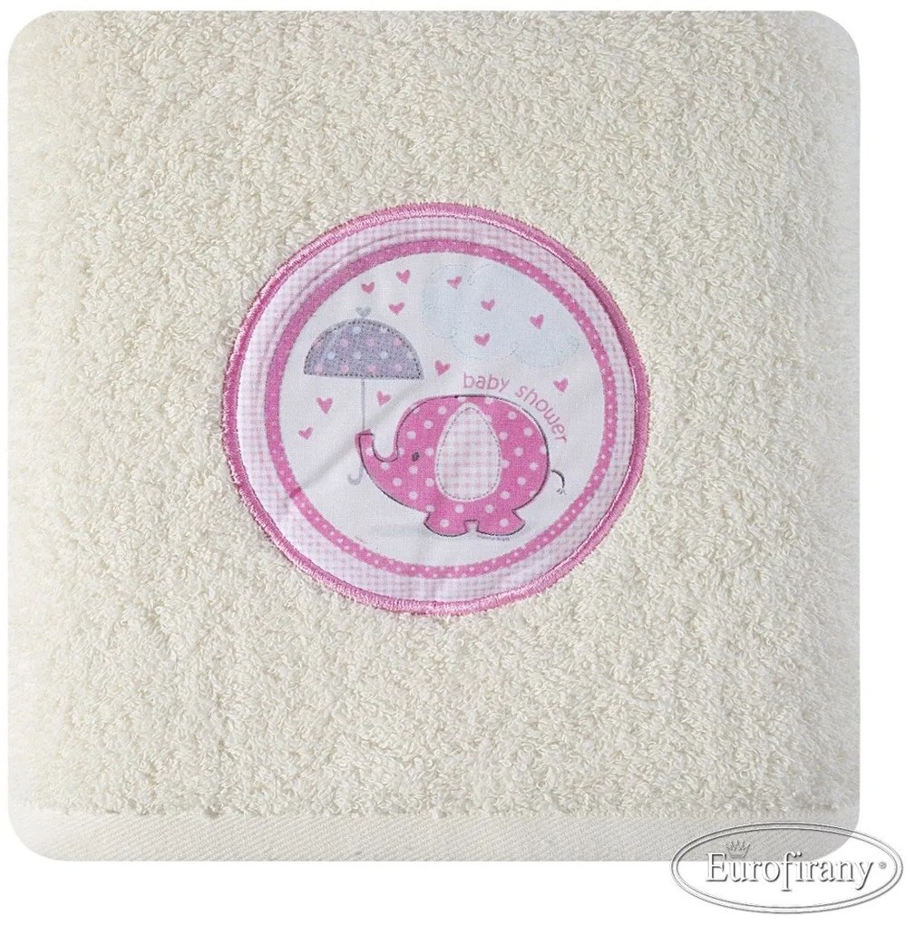 Dětská osuška 50x90 Baby 19 cream pink elephant 500 g/m2 Eurofirany