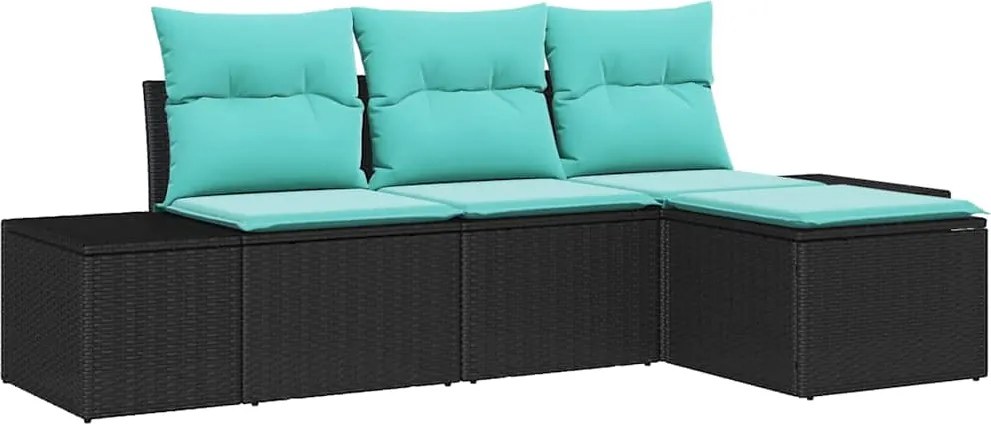 Set pohovek 4 ks Černá [Syntetika]: Poly Ratan 3347016