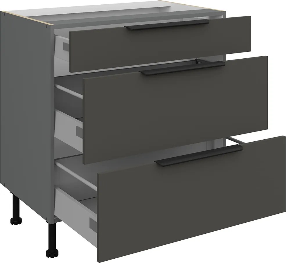 ARIA pi | dolní skříňka 80 D 3S zásuvková | 80 cm | PREMIUM BOX | antracit/šedá grafit