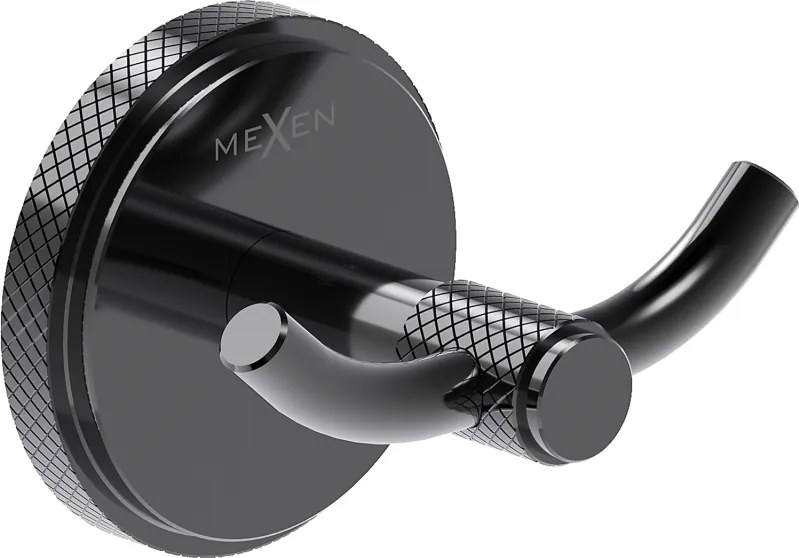 Mexen Gravo, nástěnný dvojitý háček na ručníky, černá chrom, 70A93012-73