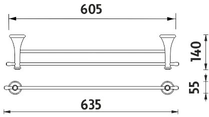 Nimco Držák na ručníky dvojitý, 64 cm LADA - LA 19061D-80