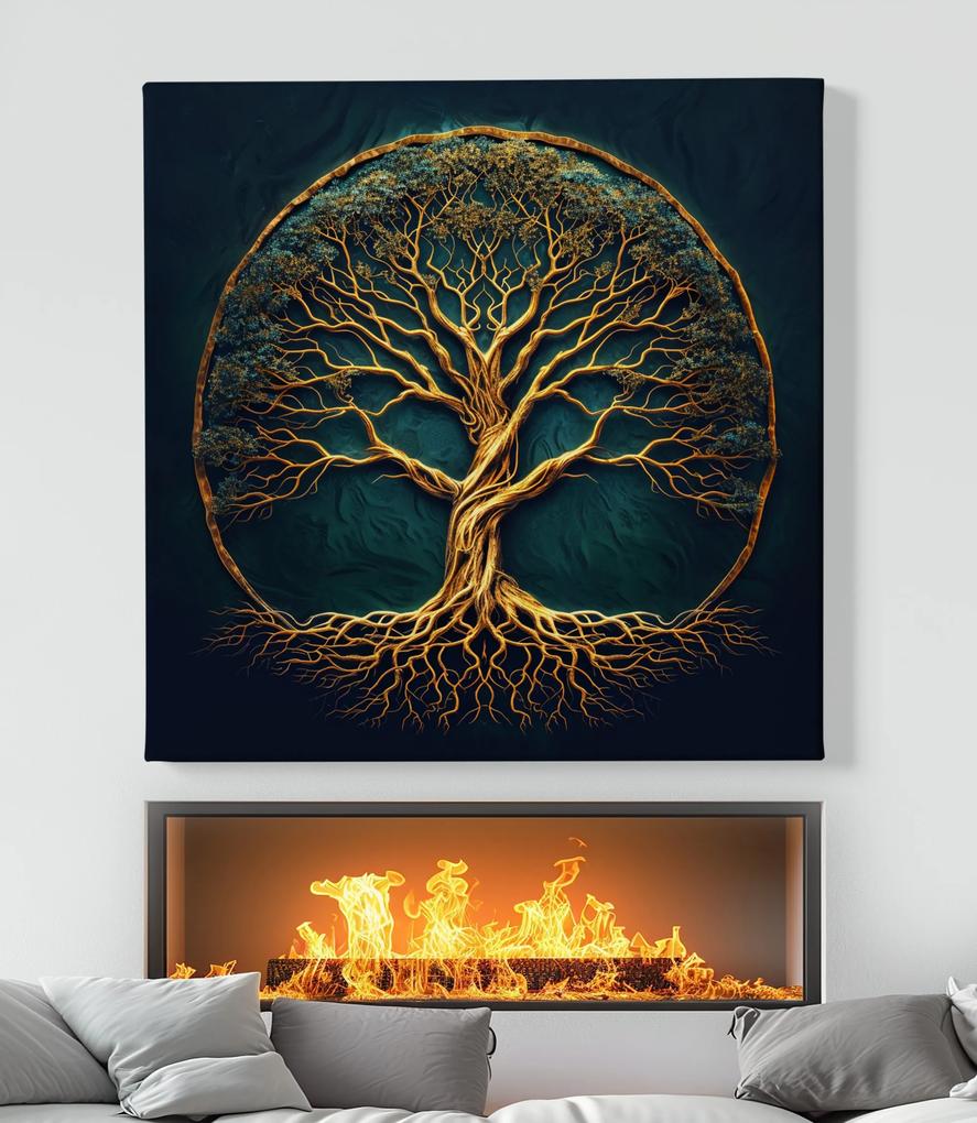 Obraz na plátně - Strom života Emeraldový sen FeelHappy.cz Velikost obrazu: 120 x 120 cm