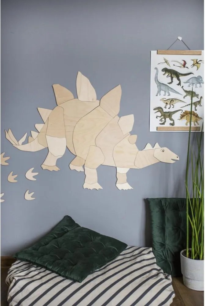 Dřevěná nástěnná dekorace Origami Stegosaurus – dinosaurus do dětského pokoje XL
