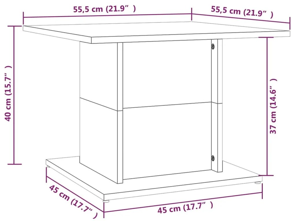 Konferenční stolek betonově šedý 55,5x55,5x40 cm dřevotříska - Default Title