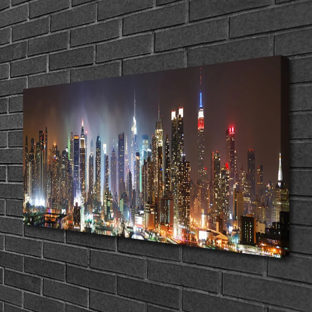 Obraz na plátně Noc Město New York 125x50 cm