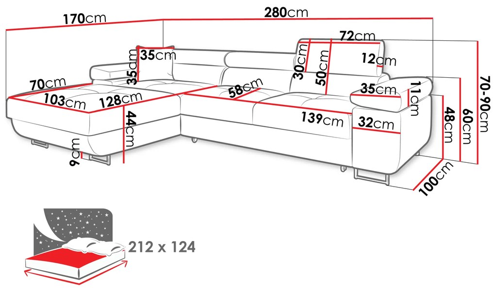 Rohová sedačka na každodenní spaní LABUS MINI - krémová, levý roh