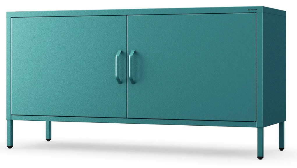 TV stolek kovový na nožkách, mořská modrá, 1150x595x400 mm: ROSA Modern