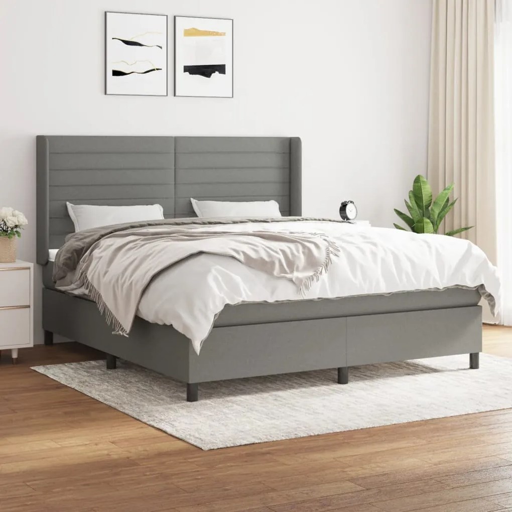 Box spring postel s matrací tmavě šedá 160x200 cm textil 3131522