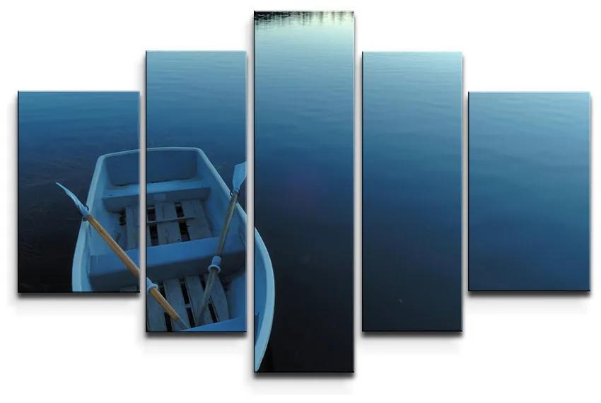 Sablio Obraz - 5-dílný Loďka na jezeře - 125x90 cm
