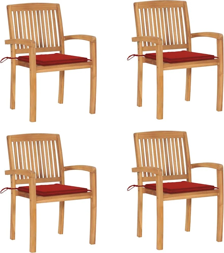 Stohovací zahradní židle s poduškami 4 ks masivní teak 3073216