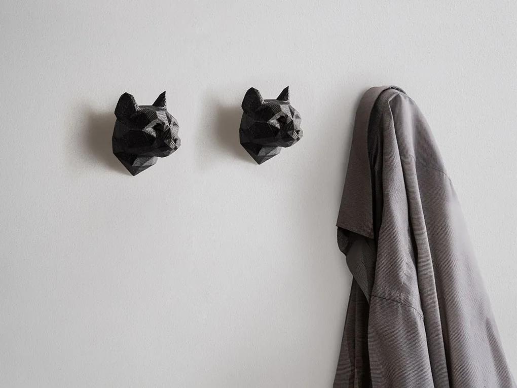POLLY – Geometrický háček – Kočka Barva: Černá, Typ: se samolepkou 3M, Varianta: Kompletní produkt