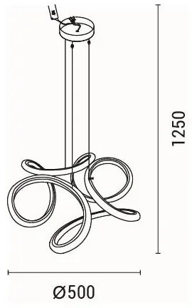 LED Lustr na lanku SATURN LED/24W/230V 3000K 50x120 cm