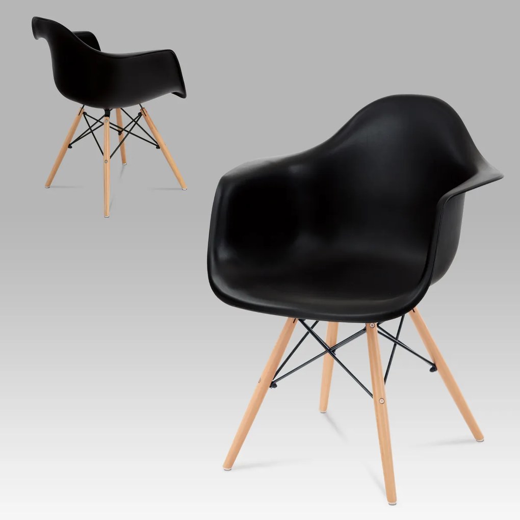 Artium Jídelní židle, plast černý / masiv buk - CT-719 BK1