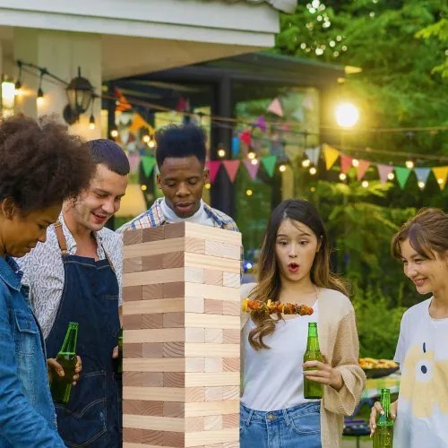 Hračka Tumbling Timber hračka 60 bloků Giant Tumble Věž Blocks Hra Taška