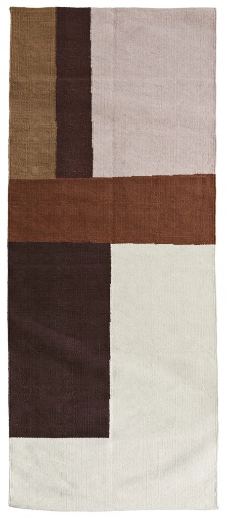 MADAM STOLTZ Bavlněný koberec Cognac 70×200 cm, hnědá barva, krémová barva, textil