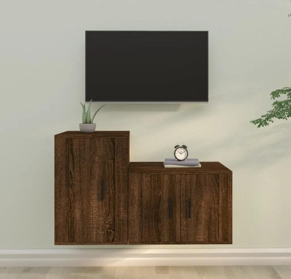 vidaXL 2dílný set TV skříněk kompozitní dřevo [3188449] Barva: Černá