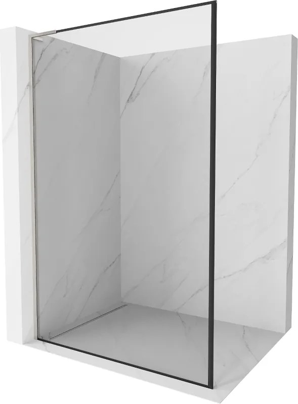 Mexen Kioto L, sprchová zástěna Walk-In 50 x 200 cm, 8mm čiré sklo černý vzor, broušená ocel profil, 800-050-103-97-70