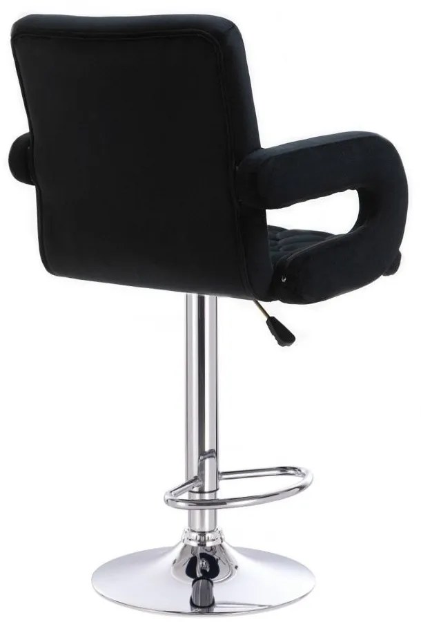 LuxuryForm DESIGN Barová židle BOSTON VELUR na stříbrné kulaté podstavě - černá