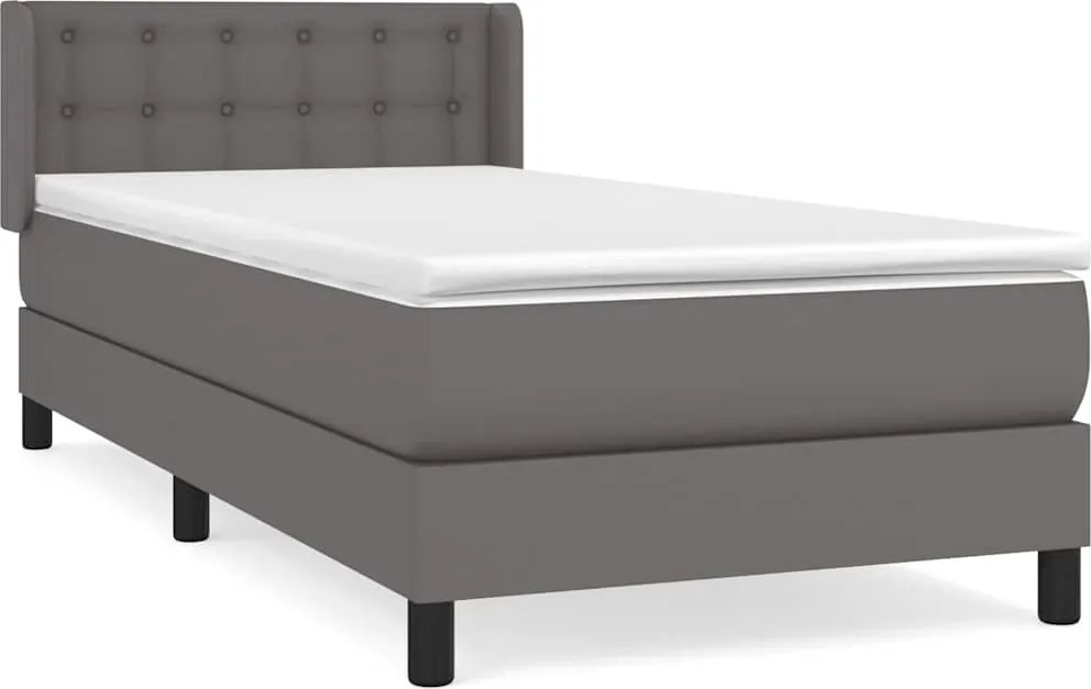 Box spring postel s matrací šedá 100x200 cm umělá kůže 3130767