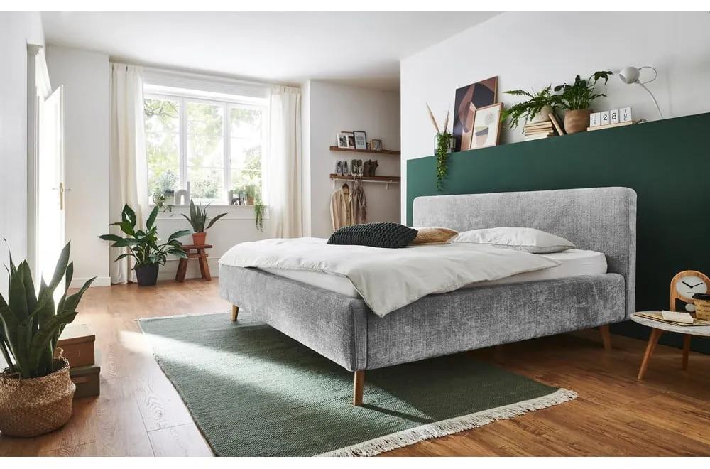 Šedá čalouněná dvoulůžková postel 140x200 cm Mattis - Meise Möbel