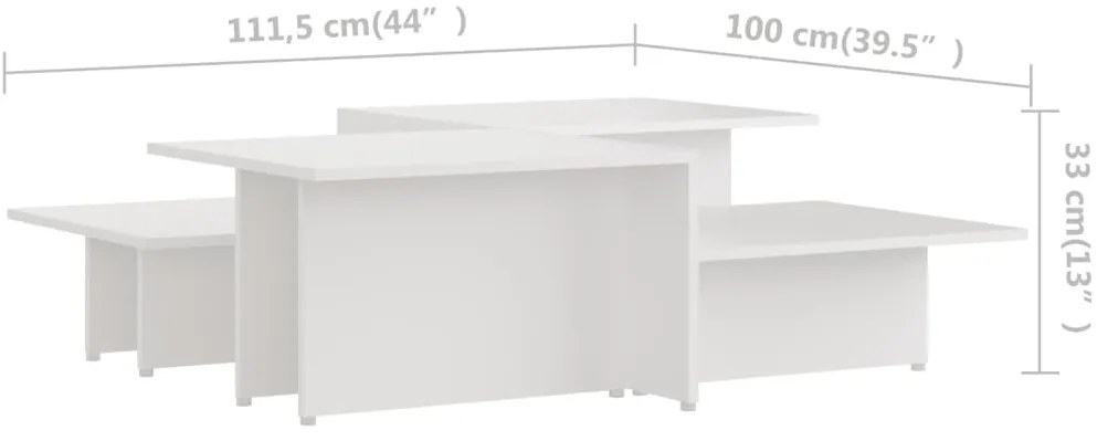 vidaXL Marketos Konferenční stolky 2 ks bílé 111,5 x 50 x 33 cm dřevotříska