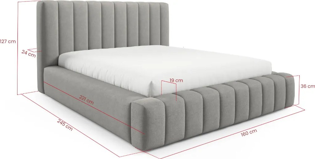 Čalouněná postel FRODIONE+, 120x200 cm, s úložným prostorem a roštem Úložný prostor: S kovovým rámem úložného prostoru, Barva látky Wind: Hnědá (Wind 28)