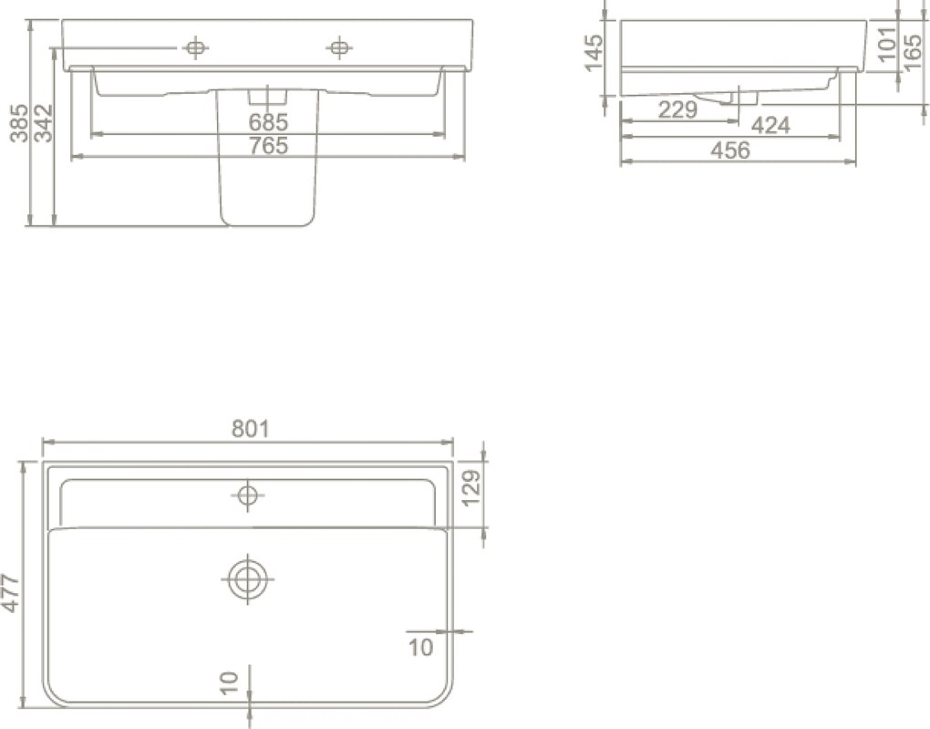Sapho Sapho, GALI keramické umyvadlo 80x48 cm, bílá, TU0174