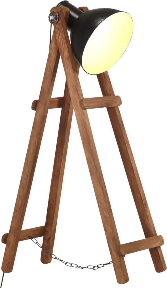 Stojací lampa černá E27 masivní mangovníkové dřevo 320589