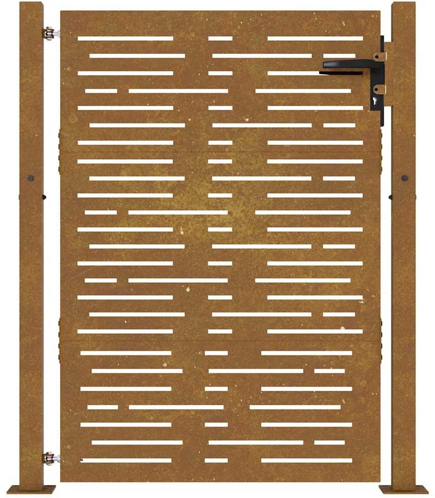 Zahradní branka 100 x 150 cm z cortenové oceli, čtvercový design 153253