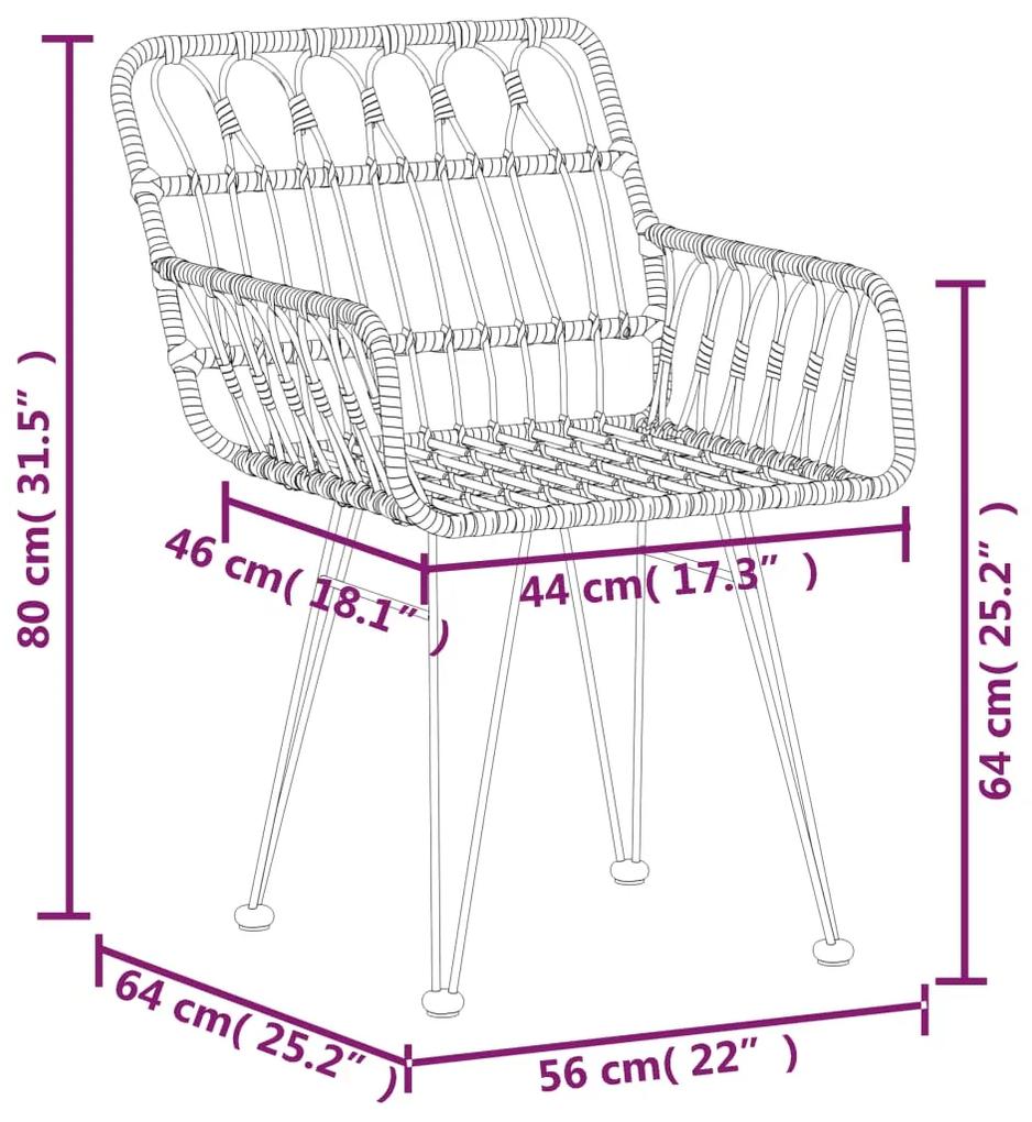 Zahradní židle 2 ks s područkami 56 x 64 x 80 cm PE ratan,  319426