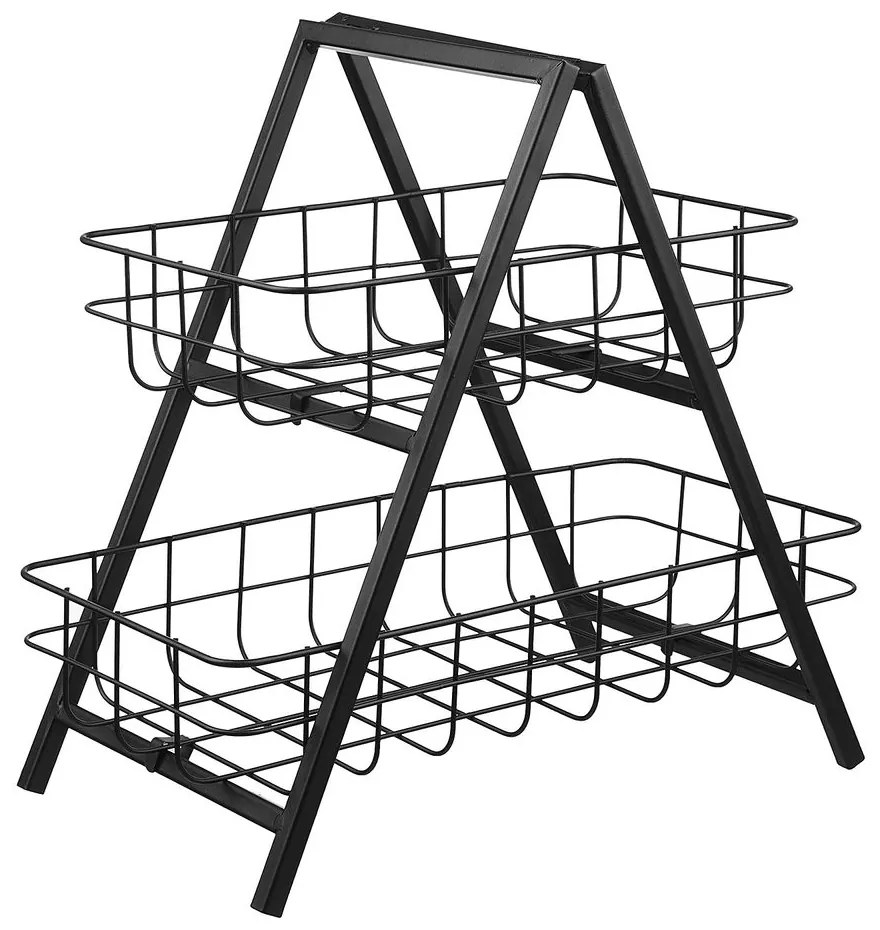 GRID Etažér se dvěma drátěnými koši - černá