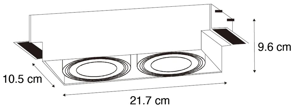 Sada 6 zapuštěných bodových svítidel bílá GU10 70mm 2-světelná bez okrajů - Oneon